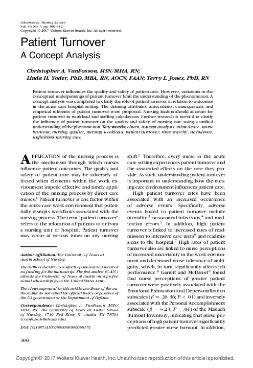 (PDF) Patient Turnover A Concept Analysis