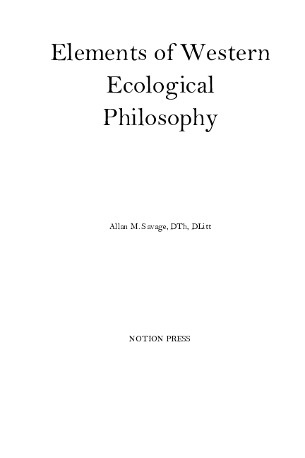 (PDF) ELEMENTS OF WESTERN ECOLOGICAL PHILOSOPHY