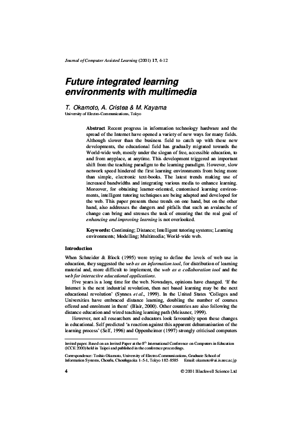 (PDF) Future integrated learning environments with multimedia