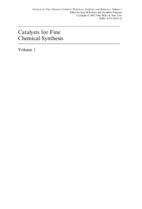 (PDF) Catalysts for Fine Chemical Synthesis Volume 1
