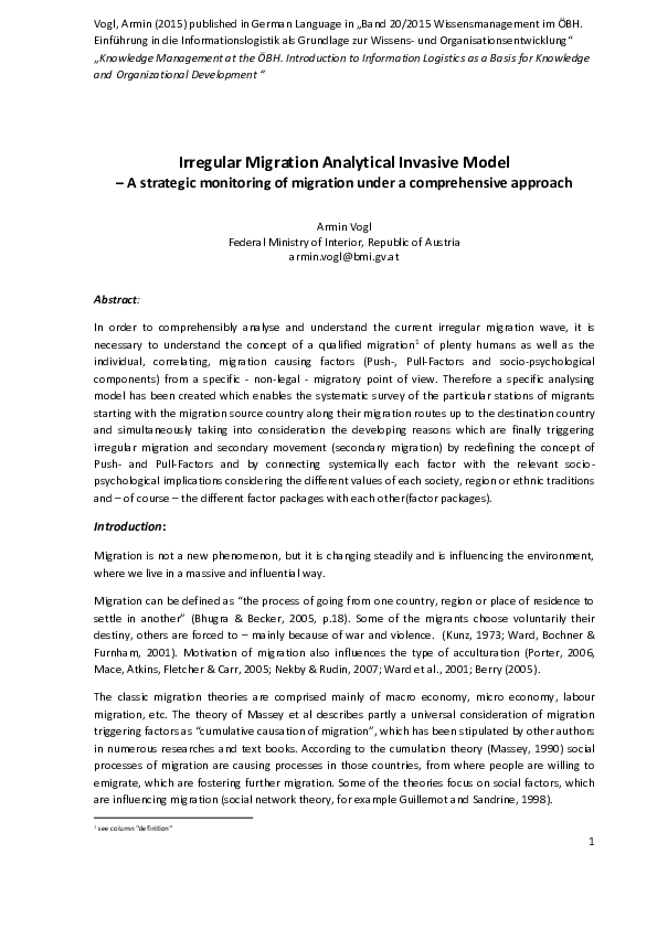(PDF) Irregular Migration Analytical Invasive Model