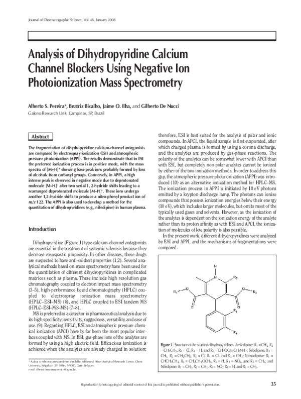 (PDF) Analysis of Dihydropyridine Calcium Channel Blockers Using ...