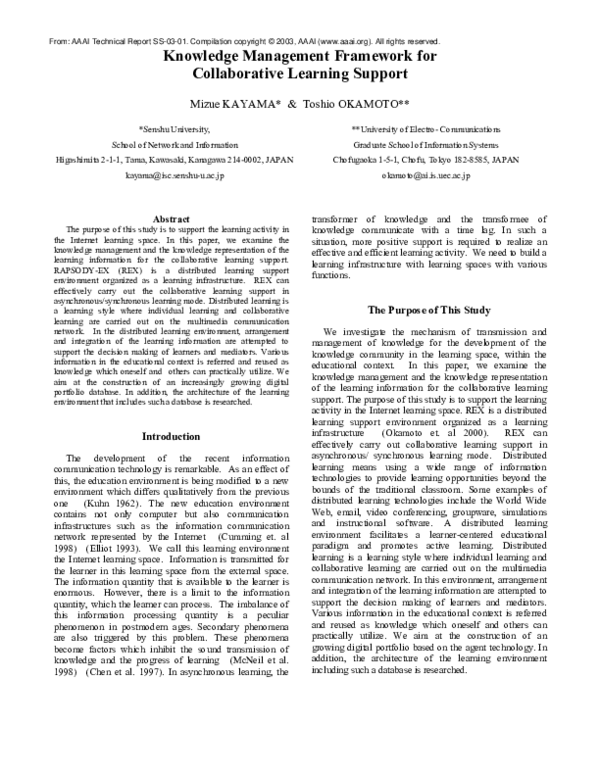 (PDF) Knowledge Management Framework for the Collaborative Distribution of Information