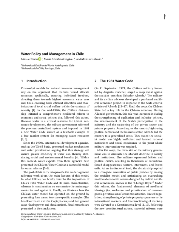 (PDF) Water Policy and Management in Chile