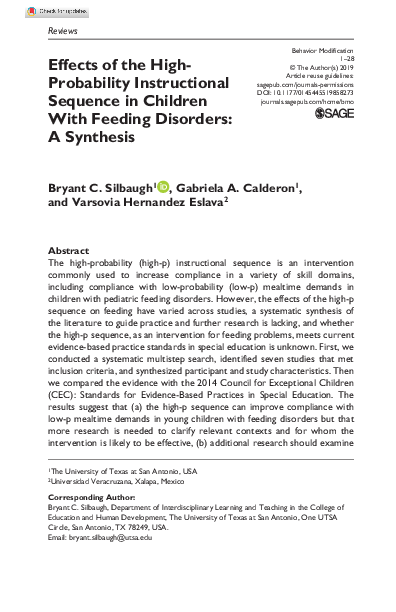(PDF) Effects of the High- Probability Instructional Sequence in ...