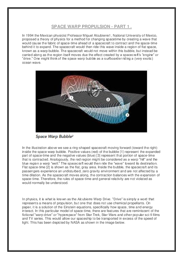 (PDF) SPACE WARP PROPULSION -PART 1