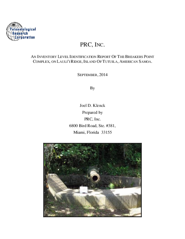 (PDF) Joel Klenck, An Inventory Level Identification Report of the ...