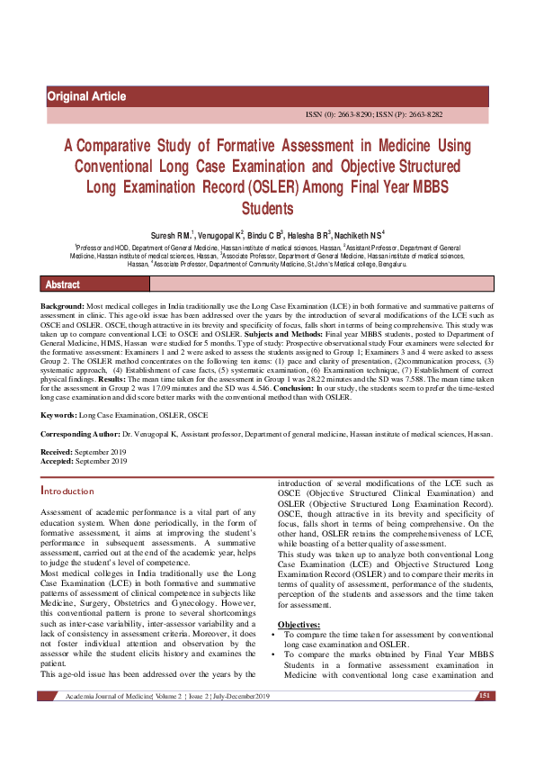 (PDF) A Comparative Study of Formative Assessment in Medicine Using ...