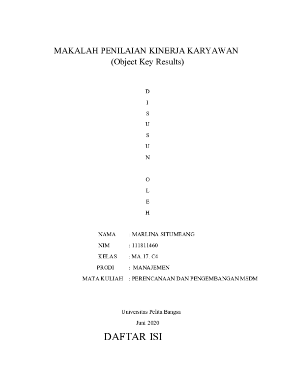 (DOC) MAKALAH PENILAIAN KINERJA KARYAWAN (Object Key Results