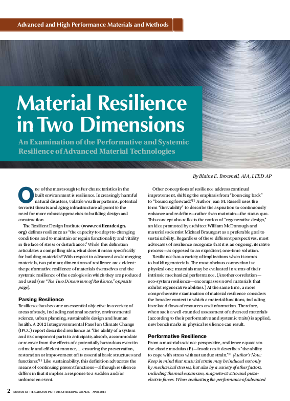 (PDF) Material Resilience in Two Dimensions