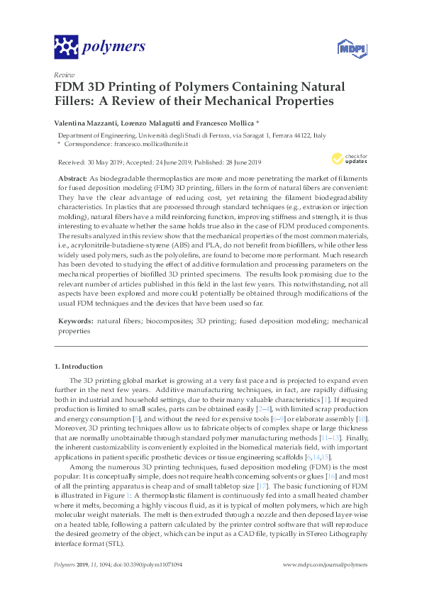 (PDF) FDM 3D Printing of Polymers Containing Natural Fillers: A Review ...
