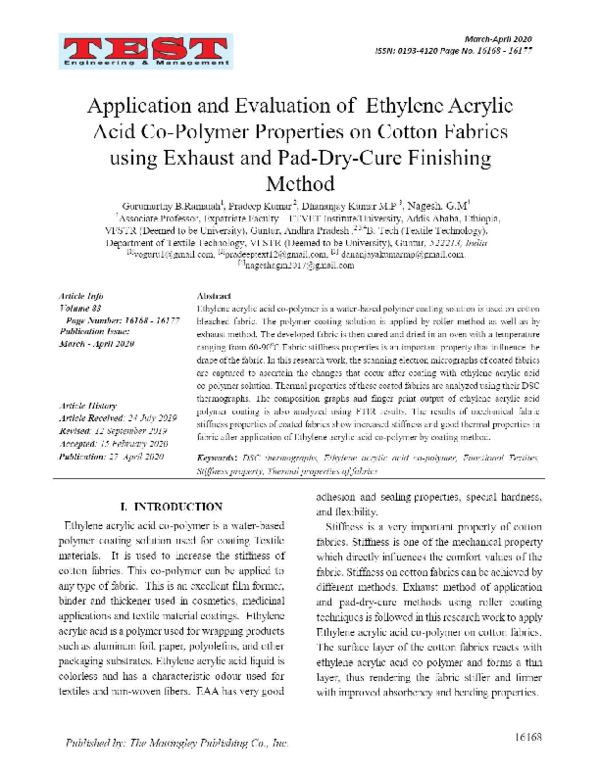 (PDF) View of Application and Evaluation of E...aust and Pad-Dry-Cure ...