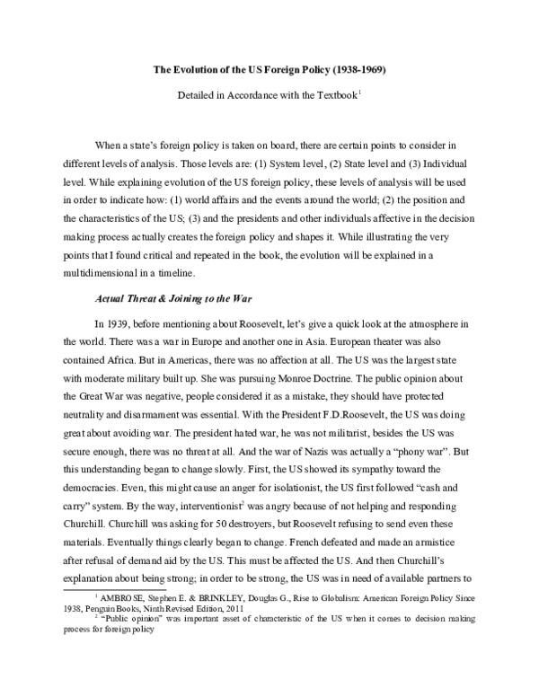 (DOC) The Evolution of the US Foreign Policy (1938-1969)