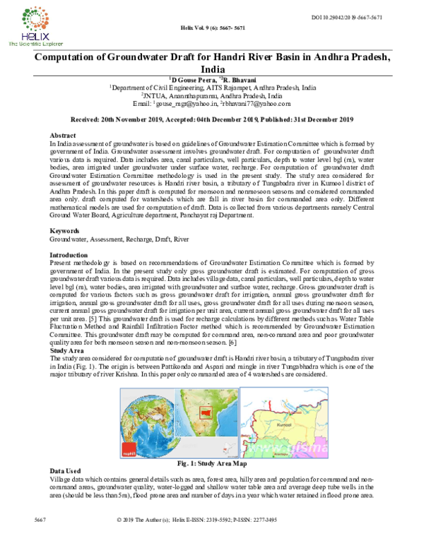 (PDF) Computation of Groundwater Draft for Handri River Basin in ...