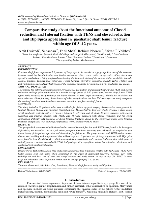 (PDF) Temporizing Management of Pediatric Femur Fractures Using J-splints | Craig Eberson ...