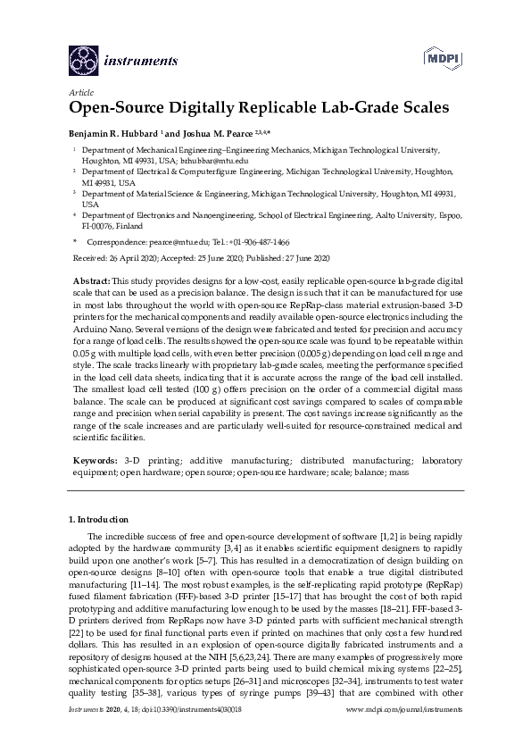 (PDF) Open-Source Digitally Replicable Lab-Grade Scales
