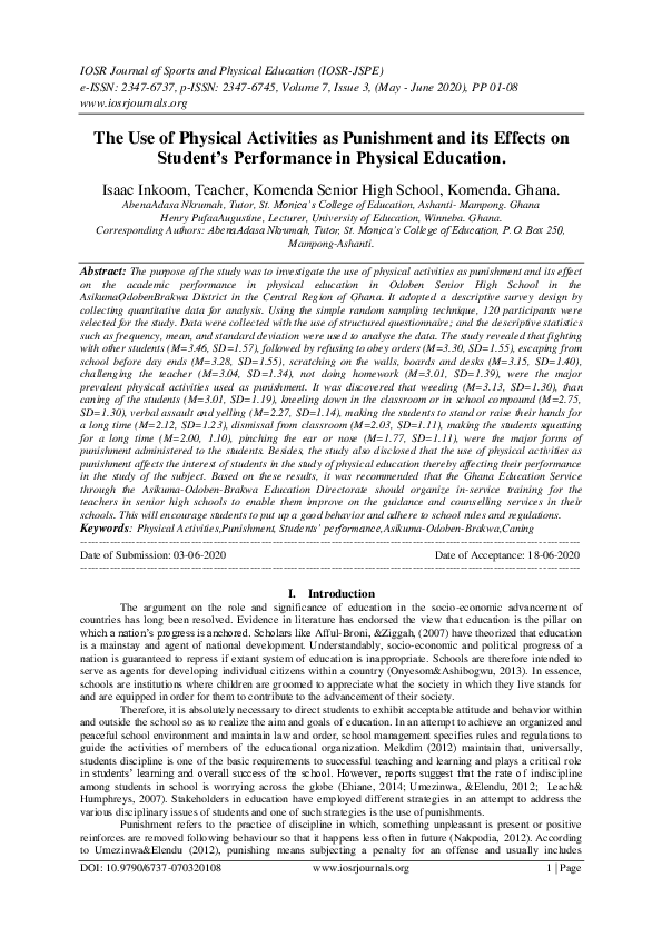 (PDF) The Use of Physical Activities as Punishment and its Effects on ...