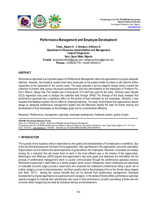 (PDF) Performance Management and Employee Development