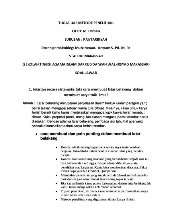 (PDF) TUGAS UAS METODE PENELITIAN