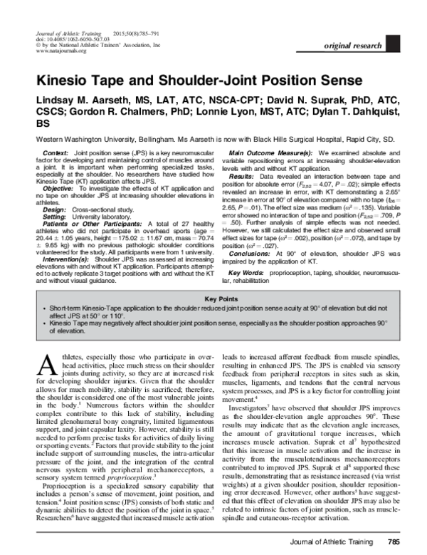 (PDF) Kinesio Tape and Shoulder-Joint Position Sense