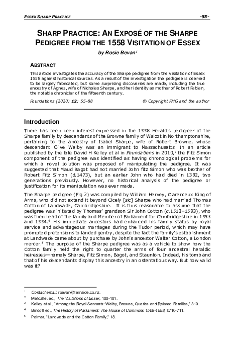 (PDF) SHARP PRACTICE: AN EXPOSÉ OF THE SHARPE PEDIGREE FROM THE 1558 ...