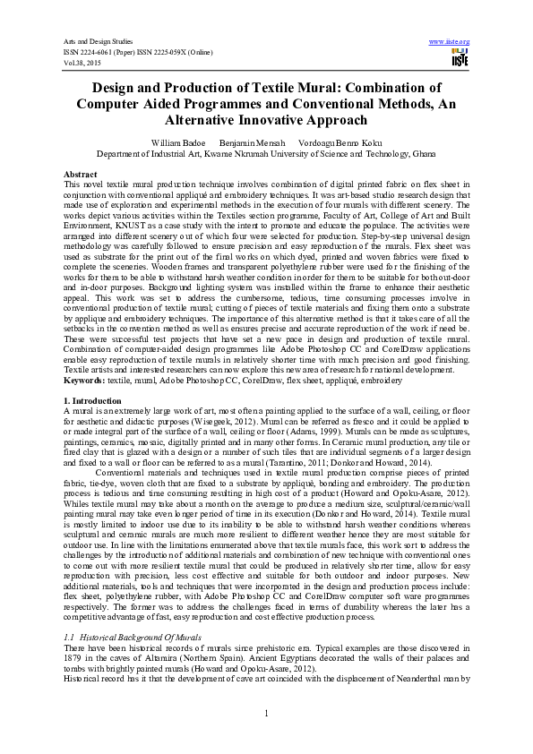 (PDF) Arts and Design Studies Design and Production of Textile Mural ...