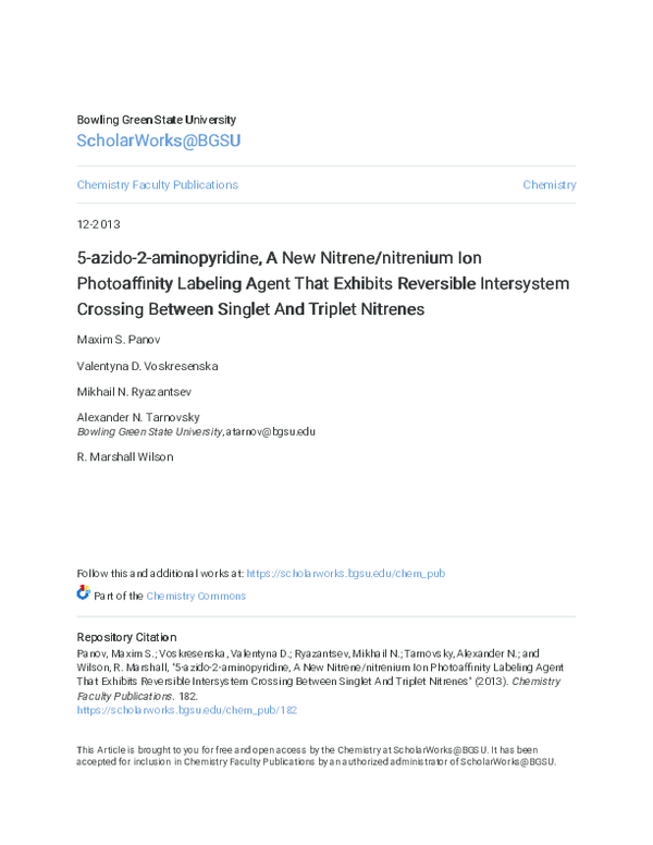 (PDF) 5-Azido-2-aminopyridine, a New Nitrene/Nitrenium Ion ...