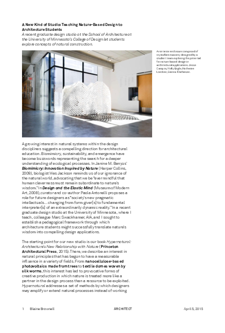 (PDF) A New Kind of Studio: Teaching Nature-Based Design to ...