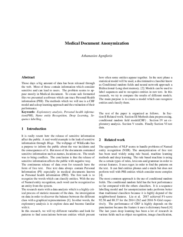 (PDF) Medical Document Anonymization