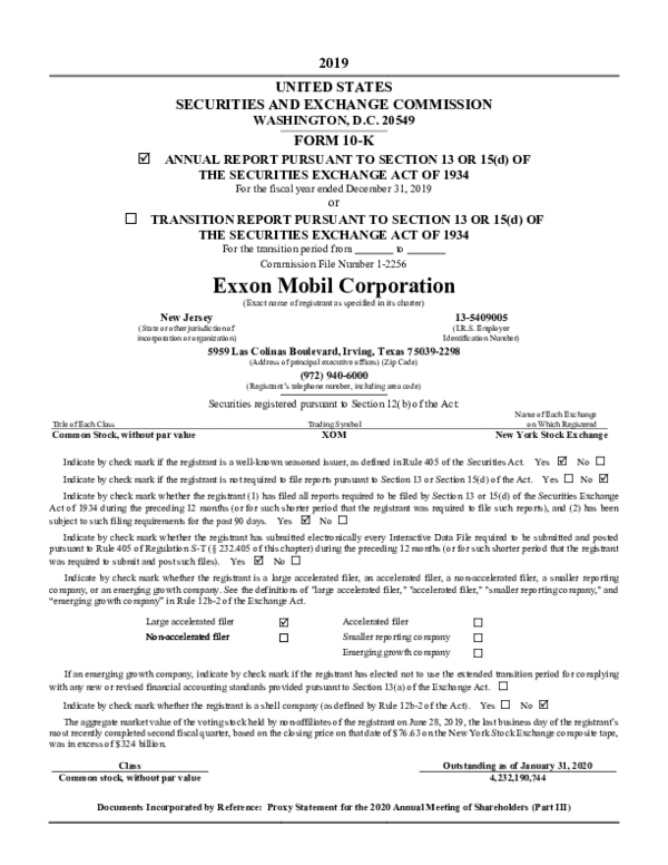 (PDF) ExxonMobil 2019 10-K Report