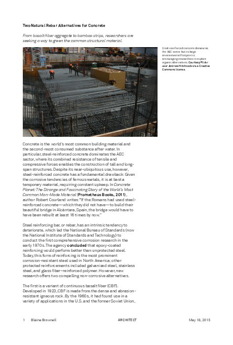 (PDF) Two Natural Rebar Alternatives for Concrete