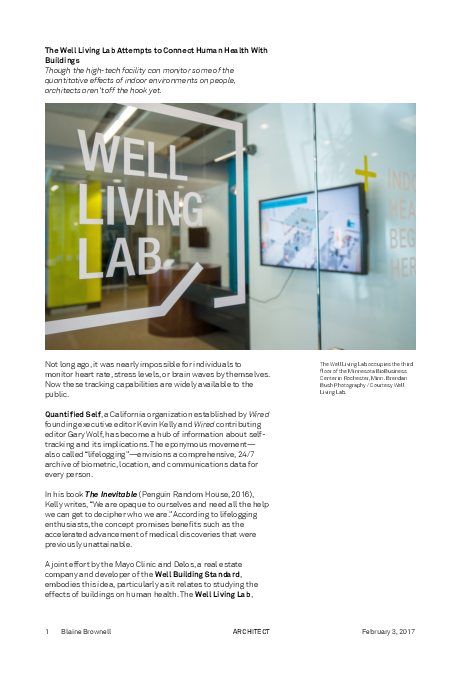 (PDF) The Well Living Lab Attempts to Connect Human Health With Buildings