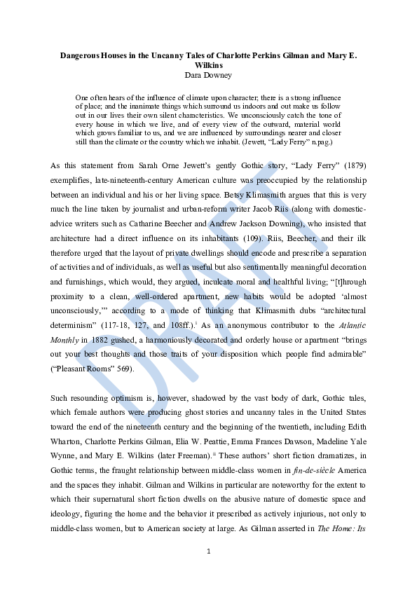 (DOC) Dangerous Houses in the Uncanny Tales of Charlotte Perkins Gilman ...