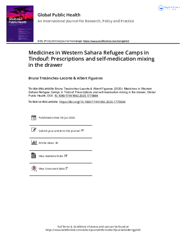 (PDF) Global Public Health Medicines in Western Sahara Refugee Camps in ...