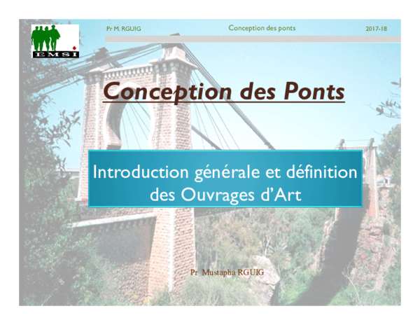 (PDF) Conception des ponts 2017-18 Pr M. RGUIG Introduction générale et définition des Ouvrages ...