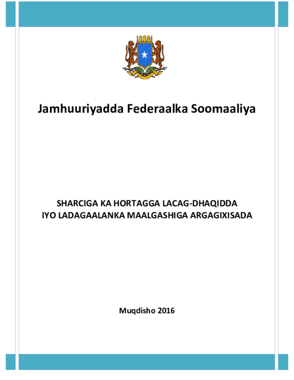 (PDF) Jamhuuriyadda Federaalka Soomaaliya SHARCIGA KA HORTAGGA LACAG ...