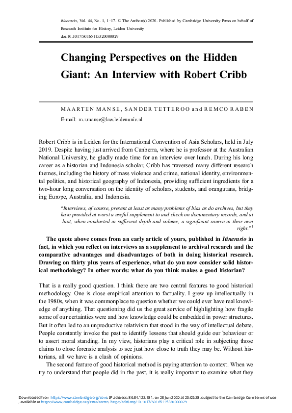 (PDF) ‘Changing Perspectives on the Hidden Giant: An Interview with ...