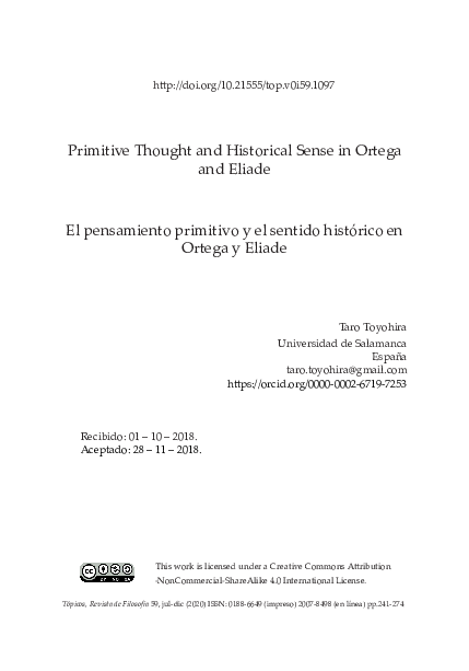 (PDF) El pensamiento primitivo y el sentido histórico en Ortega y Eliade