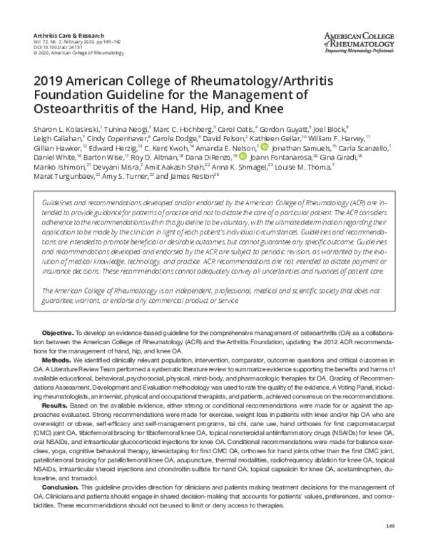 (PDF) Osteoarthritis Guideline Early View