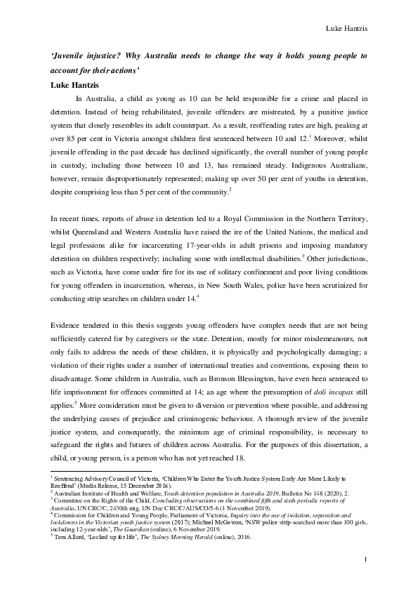 (PDF) Juvenile injustice? Why Australia needs to change the way it ...