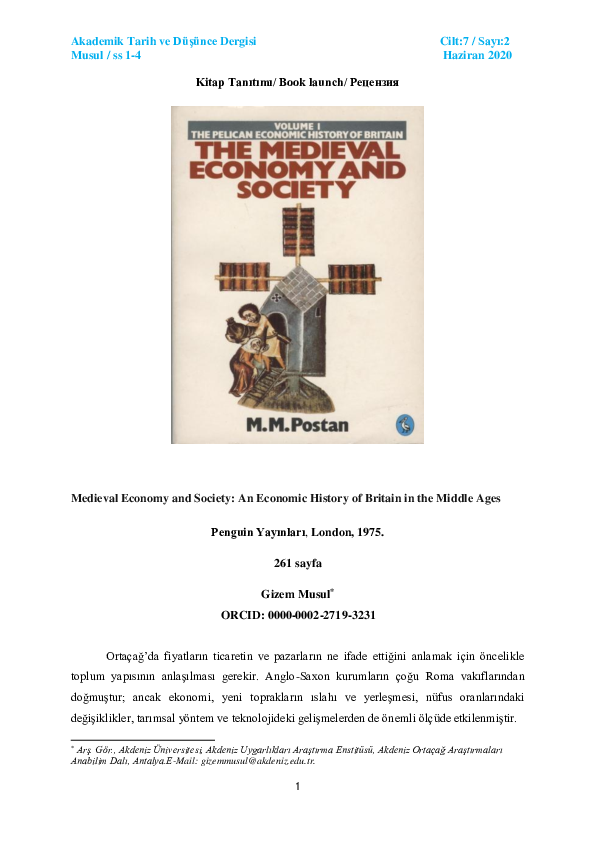 Medieval Economy and Society: An Economic History of Britain in the ...