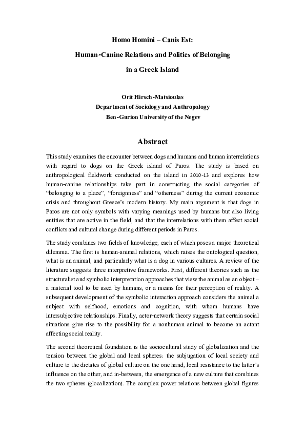 (PDF) Dissertation Abstract - Homo Homini -Canis Est: Human-Canine ...