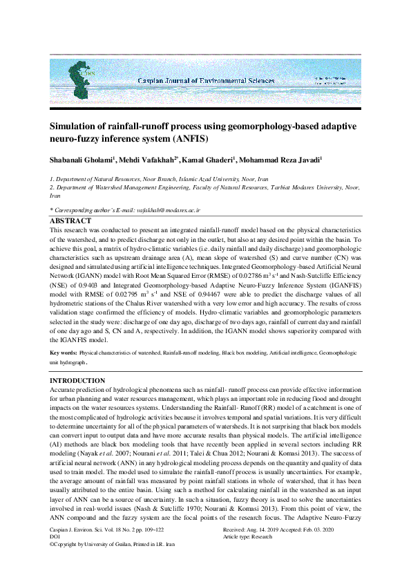 Pdf Simulation Of Rainfall Runoff Process Using Geomorphology Based