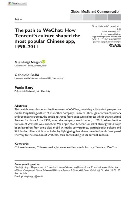 (PDF) The path to WeChat: How Tencent’s culture shaped the most popular ...