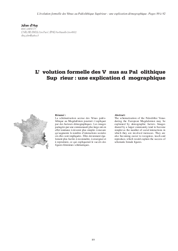 (PDF) 2019. L’évolution formelle des Vénus au Paléolithique Supérieur ...