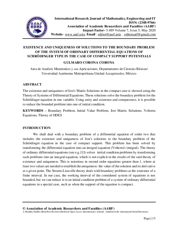 Pdf Existence And Uniqueness Of Solutions To The Boundary Problem Of