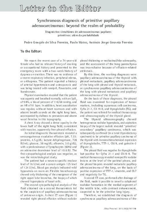 (PDF) Synchronous diagnosis of primitive papillary adenocarcinomas ...