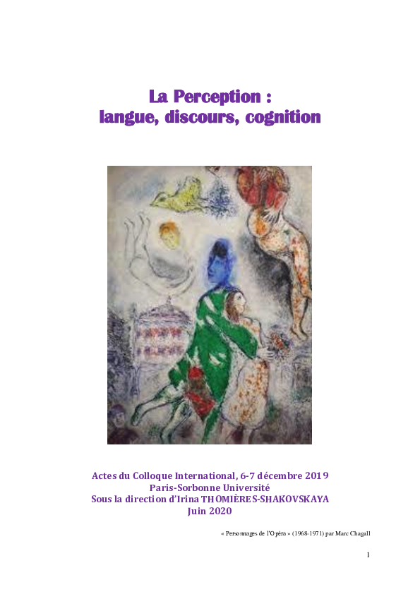 (PDF) La complémentation propositionnelle des verbes de “perception” en ...