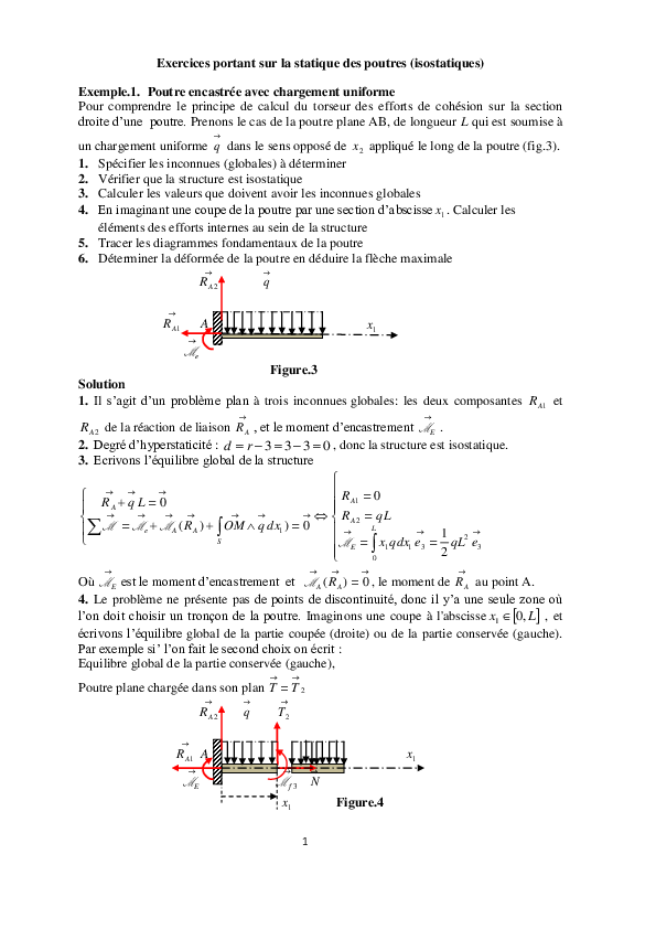 (PDF) Exercices avec corriger portant sur la statique des poutres ...