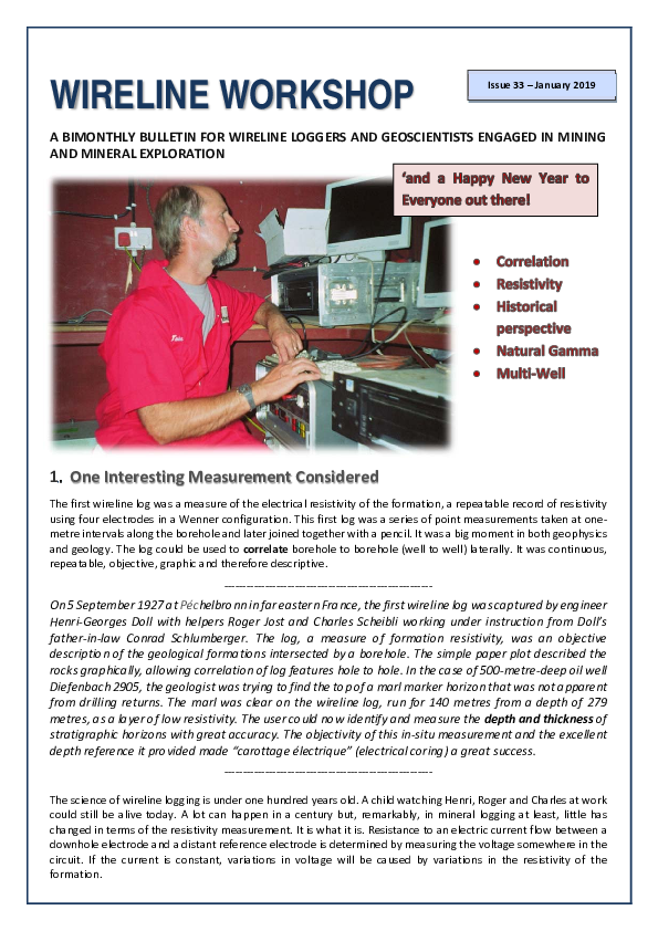 (PDF) Wireline Workshop Bulletin: Issue 33 - January 2019
